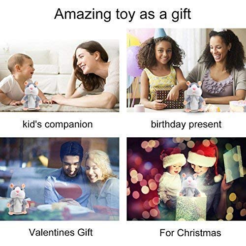 Talking Hamster Plush Toy Repeat What You Say, Talking Stuffed Animal Talk Back Hamster Toy for Kids, Talking Repeating Record Interactive Hamster Toy for Birthday Funny Gift Kids Early Learning