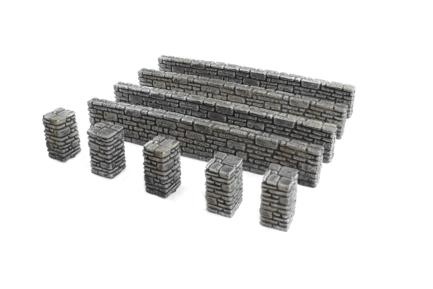 War World Gaming World at War Stone Wall and Pillar Sections Large Set – 28mm WW2 Normandy Wargame Terrain Model Diorama
