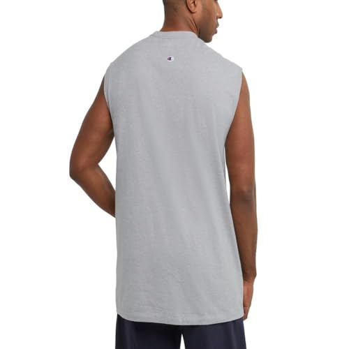 Champion T-Shirt, Sleeveless, Tank, Classic Muscle Tee Top for Men (Reg Tall), Oxford Gray Script, 4X-Large Big