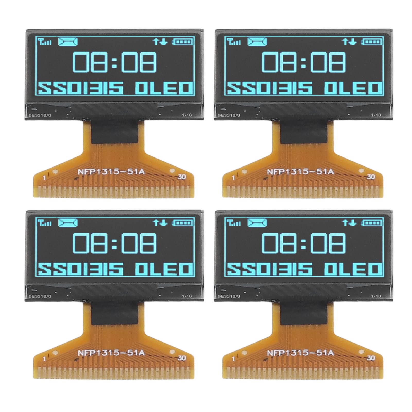 FOLOSAFENAR Display Module, 128 X 64 Thin Plastic Layer Professional LCD Display Screen 4Pcs Small 30PIN for DIY(Blue Displaying)