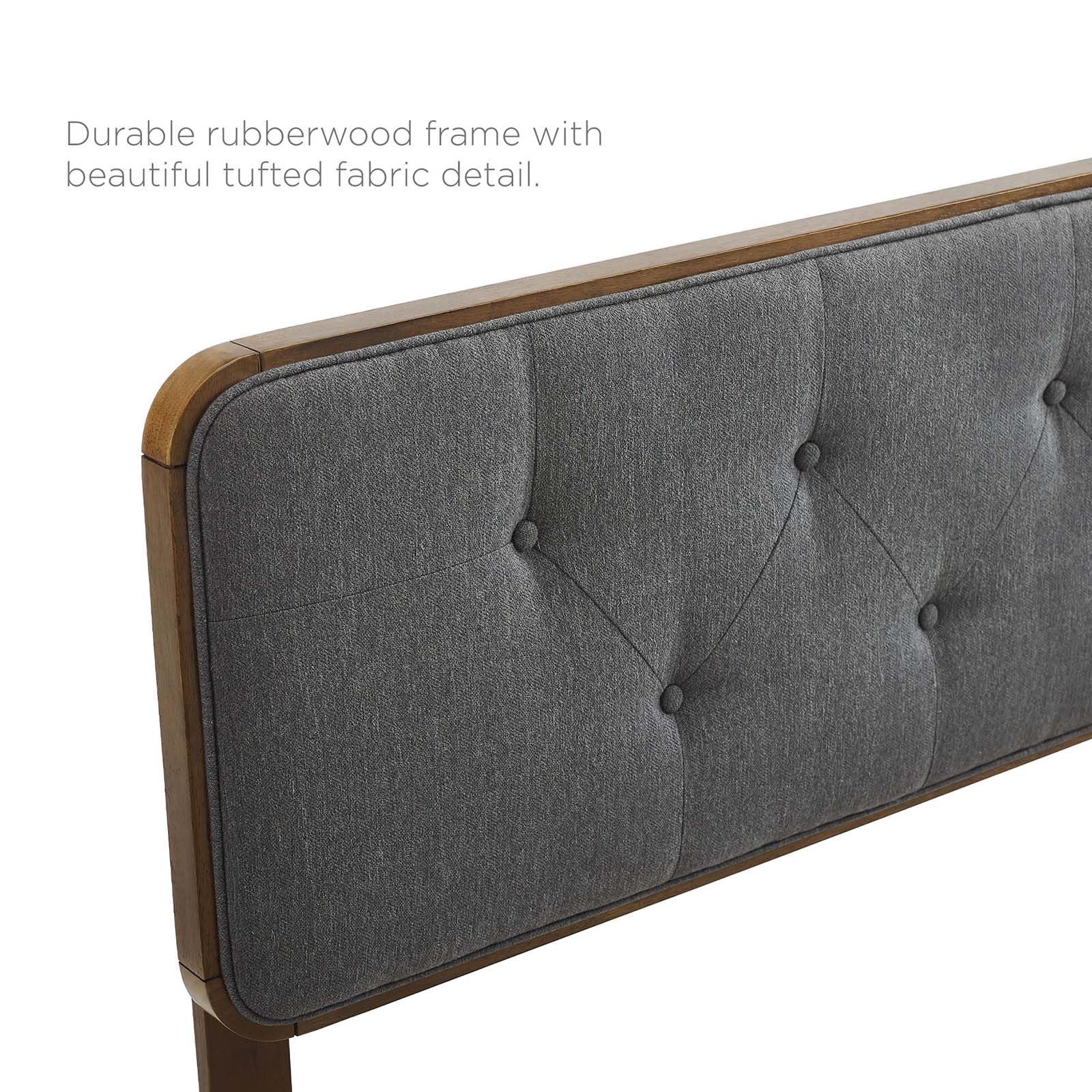 Modway MOD-6646-WAL-CHA Bridgette Full Wood Platform Bed with Splayed Legs, Walnut Charcoal