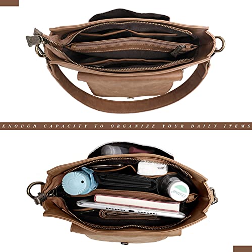 Womens Leather Purse Hair on Hide Handbag Concealed Carry Shoulder Bag Brown TR128G-918BR