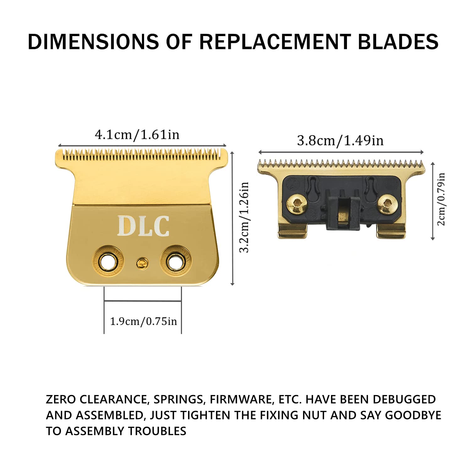 Replacement DLC 2.0 Blades Compatible with BaBylissPRO FX787(FX787G/FX787B2/FX787RG/ FX787S) and FX726,for Outlining Hair Trimmers FX787 and Trimmers FX726,Gold