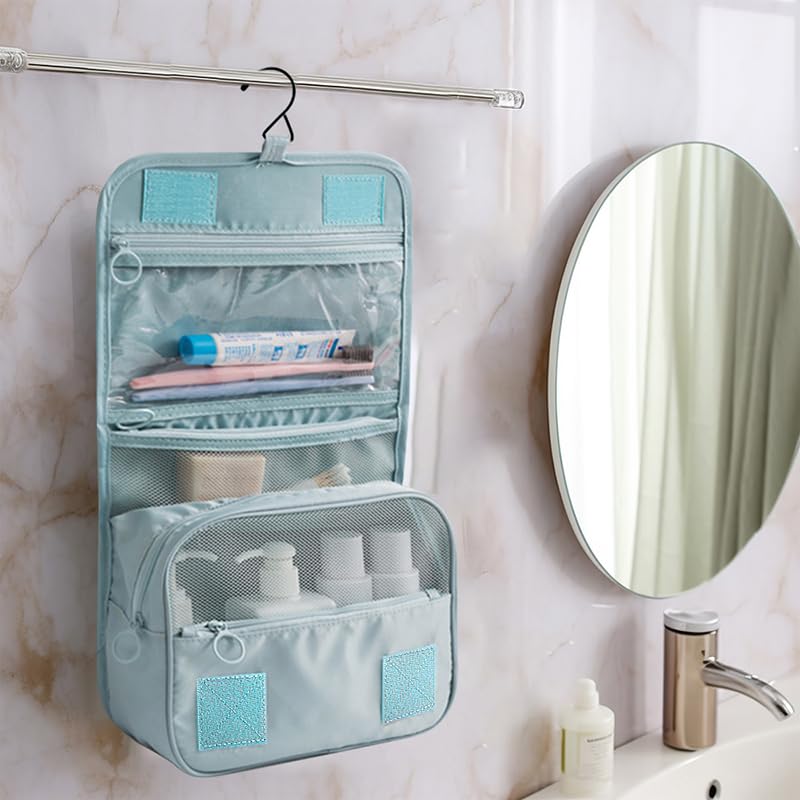 Fesaymi Hanging Travel Toiletry Bag Water-Resistant Makeup Cosmetic Bag Travel Organizer for Accessories, Shampoo, Full Sized Container, Toiletries with Sturdy Hook-A