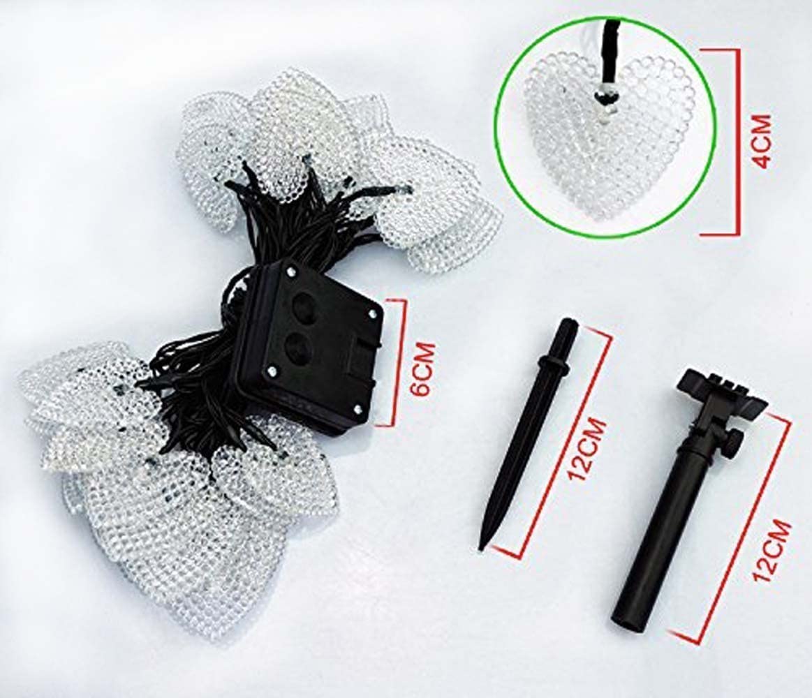 WONFAST Solar Heart String Lights, Waterproof 23ft 50LED Heart-Shaped 8 Mode Solar Starry Ambiance Lighting Christmas Fairy String Lights for Gardens Path Homes Wedding Party Decor (Warm White)
