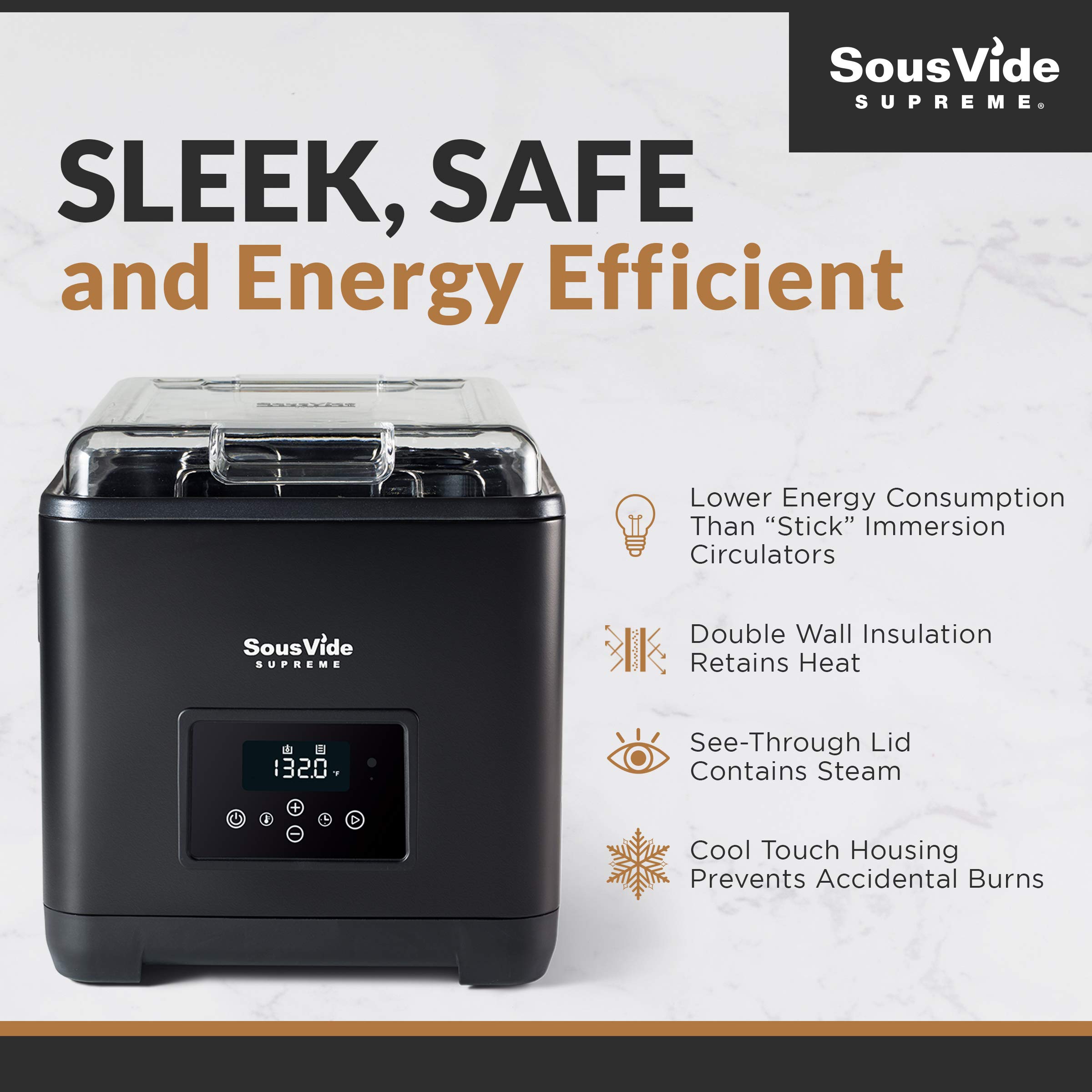 SousVide Supreme Touch 9 Liter | Sous Vide Water Oven | Accurate and Stable Temperature | Touch Control Water Bath Cooker | Quiet Operation