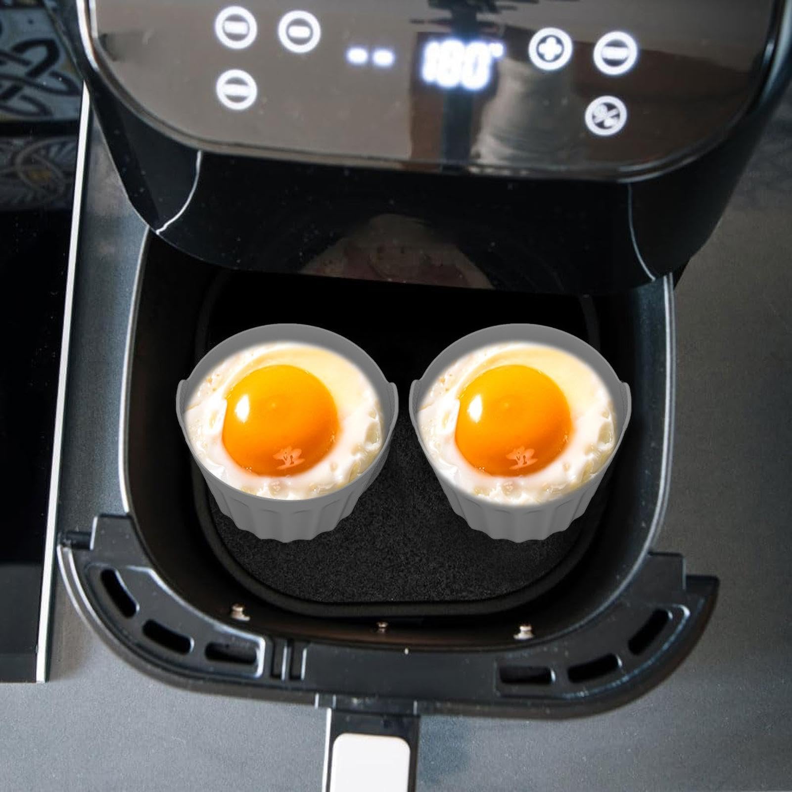 EsEico Silicone Egg Poacher Cups - 3 PCS Reusable Egg Poaching Cups | Nonstick Egg Poaching Cups | Air Fryer Egg Mold | Silicone Egg Cooker | Heat-resistant Egg Cup For Kitchen, Red gray blue 3pcs