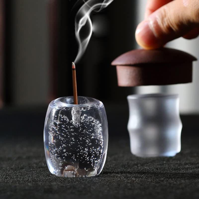 DOUBA Incense Burner Mini Artificial Crystal Glass Foam Incense Sticks Holder Teapot Lid Holder