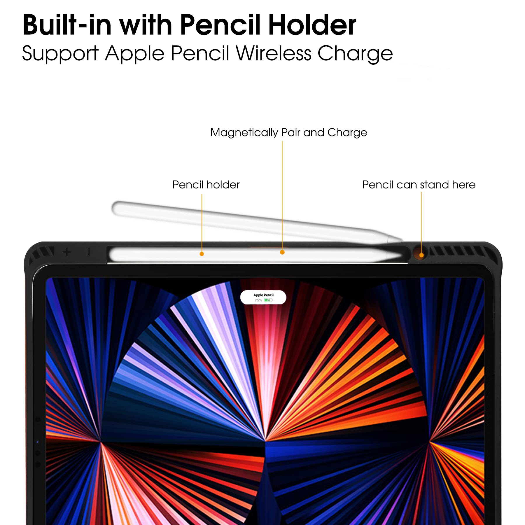 for iPad Pro 12.9 Case 6th/5th/4th/3rd Generation Case 2022/2021/2020/2018, Folio Stand Cover with Multiple Angles & Auto Sleep/Wake for iPad 12.9 Inch Pro 6th/5th/4th Gen, NavyBlue/Brown