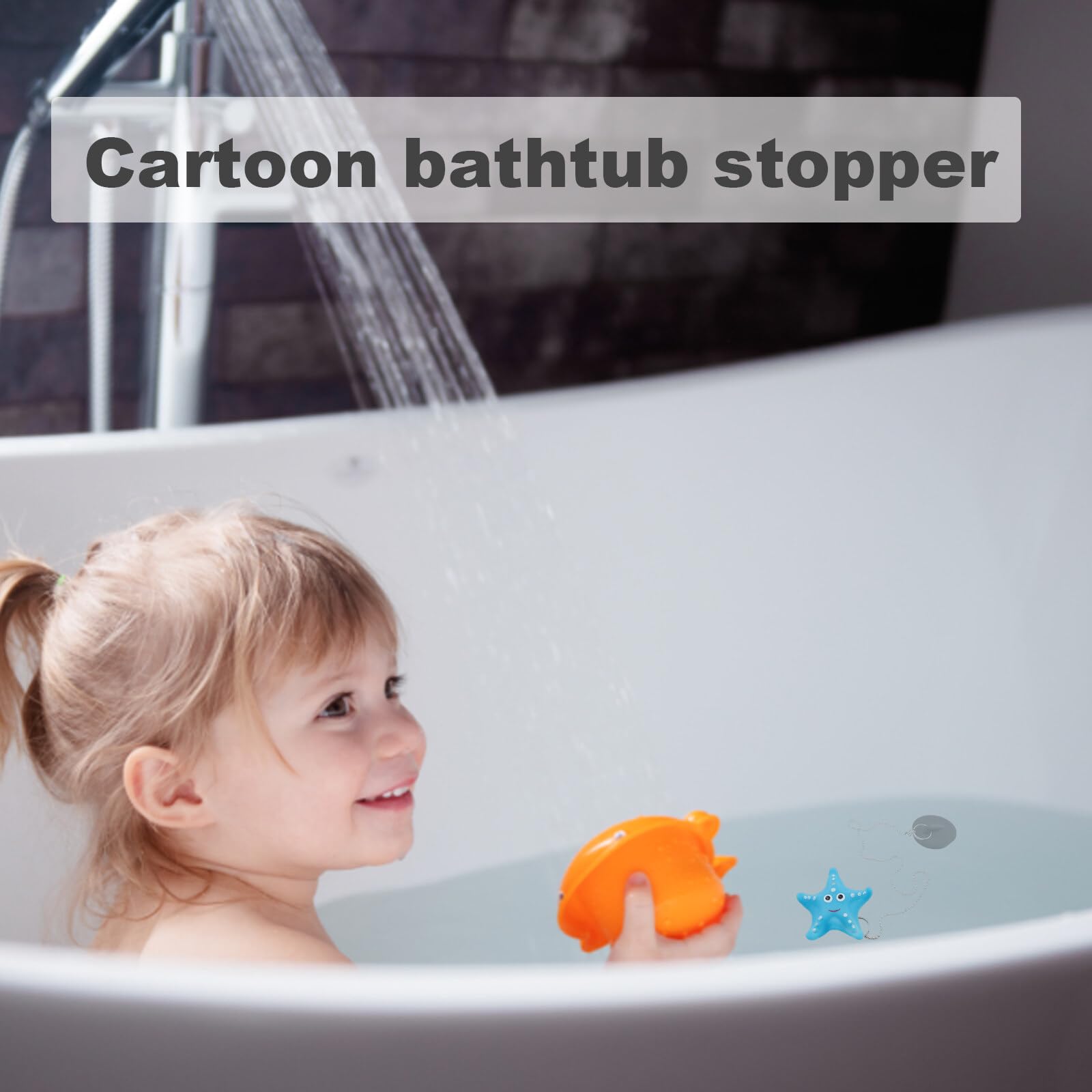 KUYYFDS Drain Stoppers, Bath Plug and Chain Universal Sink Plug Rubber Starfish Floating Bath Tub Stopper for Bathroom Kitchen Washbasin