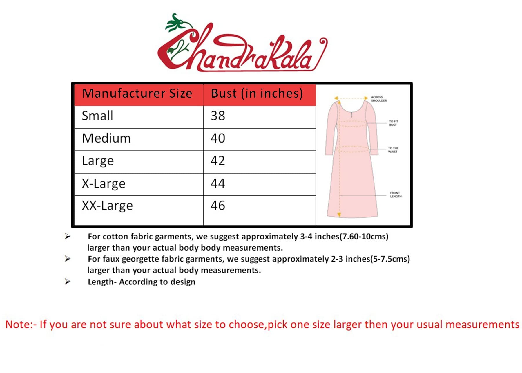 Chandrakala Kurti Pant Set for Women White,X-Large (K222WHI4)