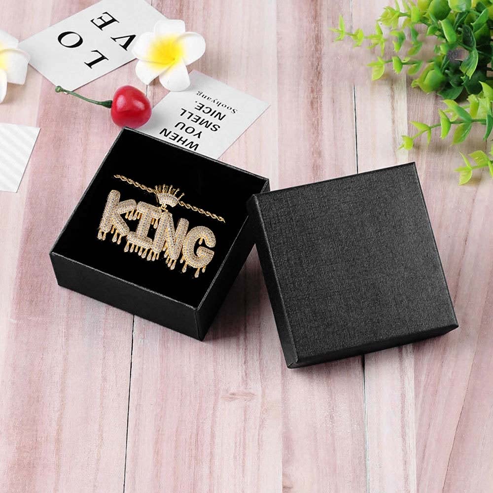 Waterdorp 18K Gold Plated Letter Chain DIY Full CZ Bubble Letter Necklace for Men Women Personalized Customized Name 2-7 Pcs Bling Initial Pendant with Crown, with Rope Chain or Tennis Chain Memorable Novelty Gifts