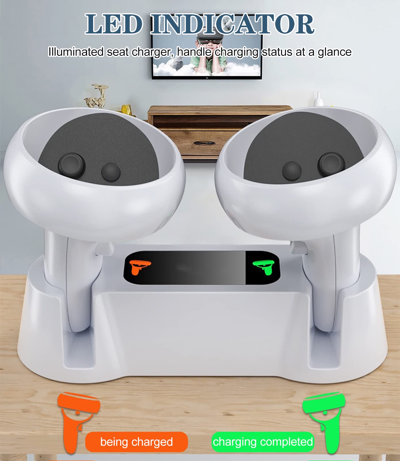 Charging Dock for Oculus Quest 2 Touch Controllers, Quest 2 Charging Stand with 2 Replacement Rechargeable Battery, Convenient and Fast Charging