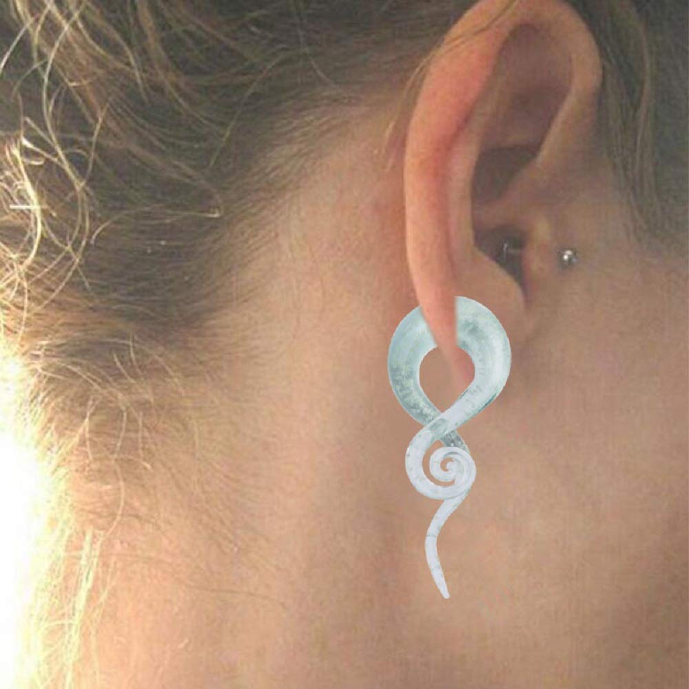 Changgaijewelry Glow in the Dark Glass Spiral Tapers Kit with Plugs 4 Pieces Plugs Set (4g(5mm))