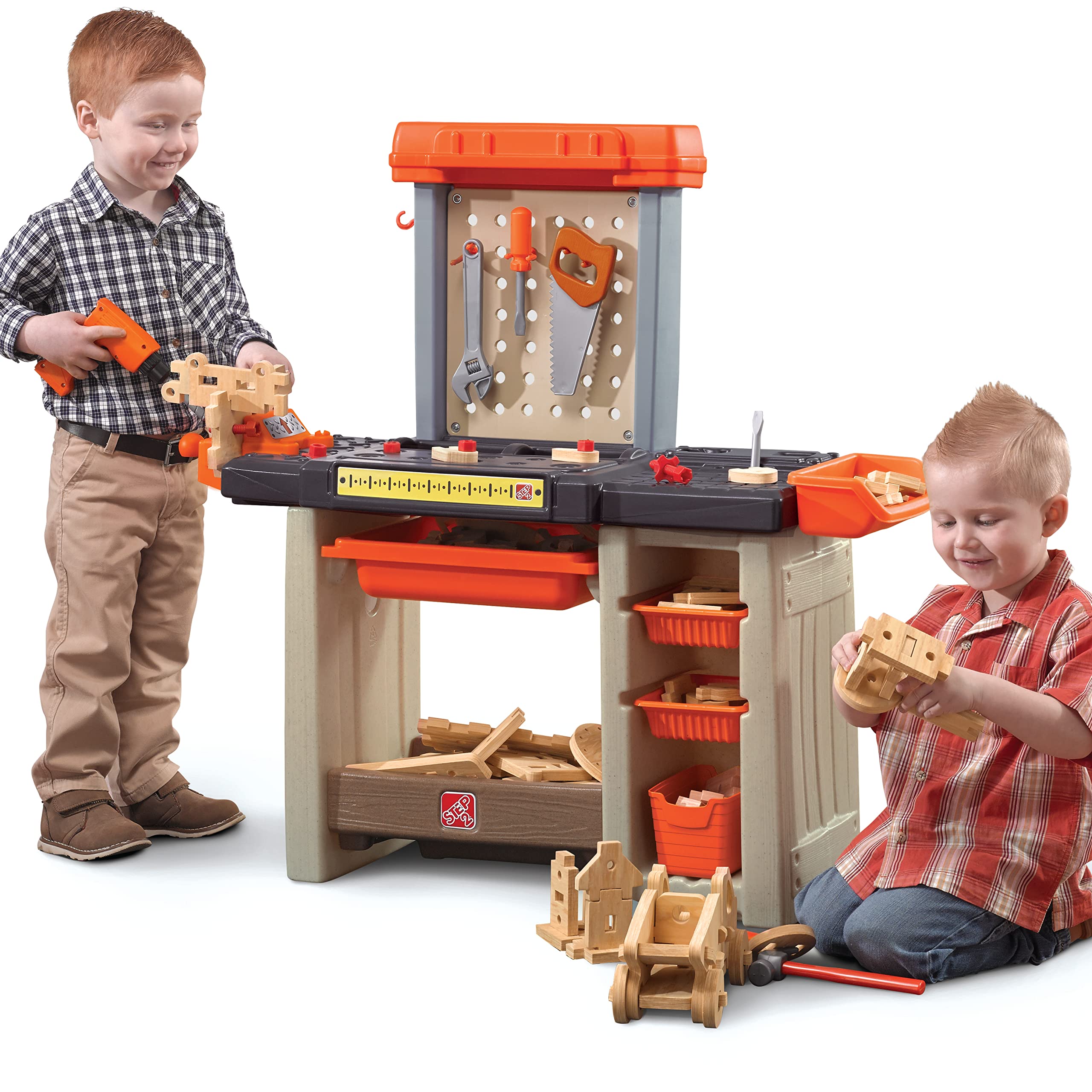 Step2 Handyman Kids Workbench, Indoor/Outdoor Tool Bench for Children, Interactive Play with Sounds, Made of Durable Plastic, Includes 35 Piece Toy Accessories, For Toddlers 3+ Years Old