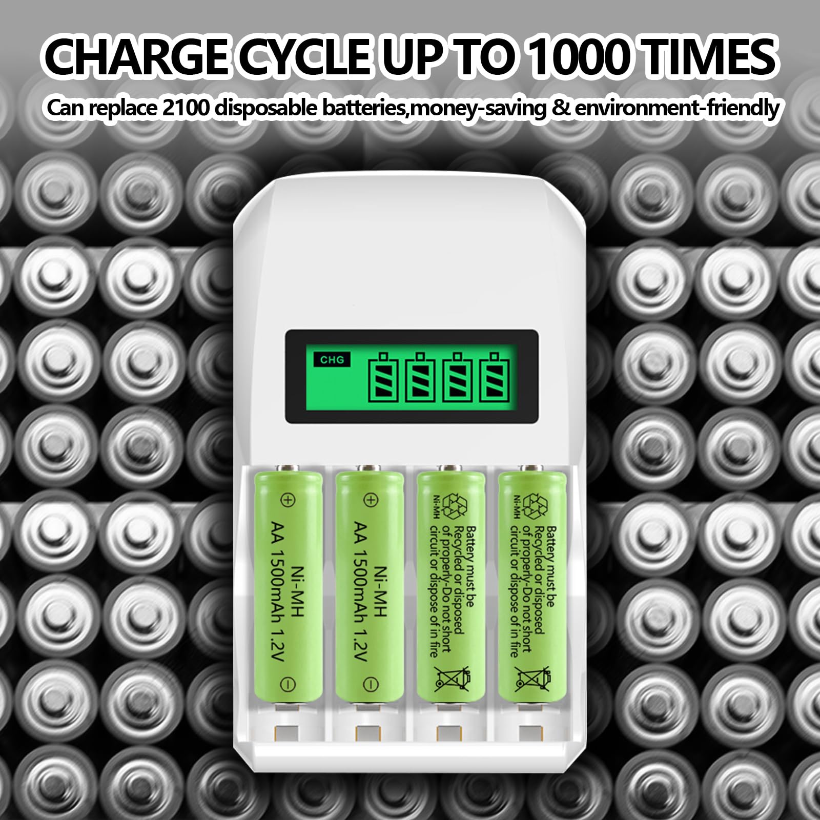 GENYESTAR Rechargeable AA Batteries, AA NIMH 1.2V 1500mAh Double A Rechargeable Battery Pre-Charged Solar Batteries Low Self Discharge for Solar Light Household Devices, 16 Pack