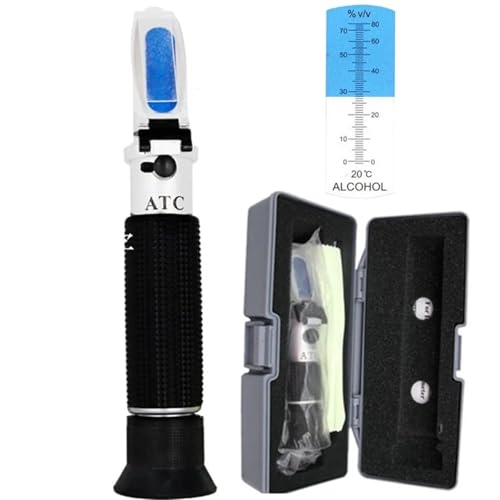 KYKYK Refractometer, Handheld 0-80% Alcohol Refractometer for Spirits Household Liquor Brewing Refractometer Alcohol Concentration Detector for Fruit, Homebrewing, Juice, Vegetables