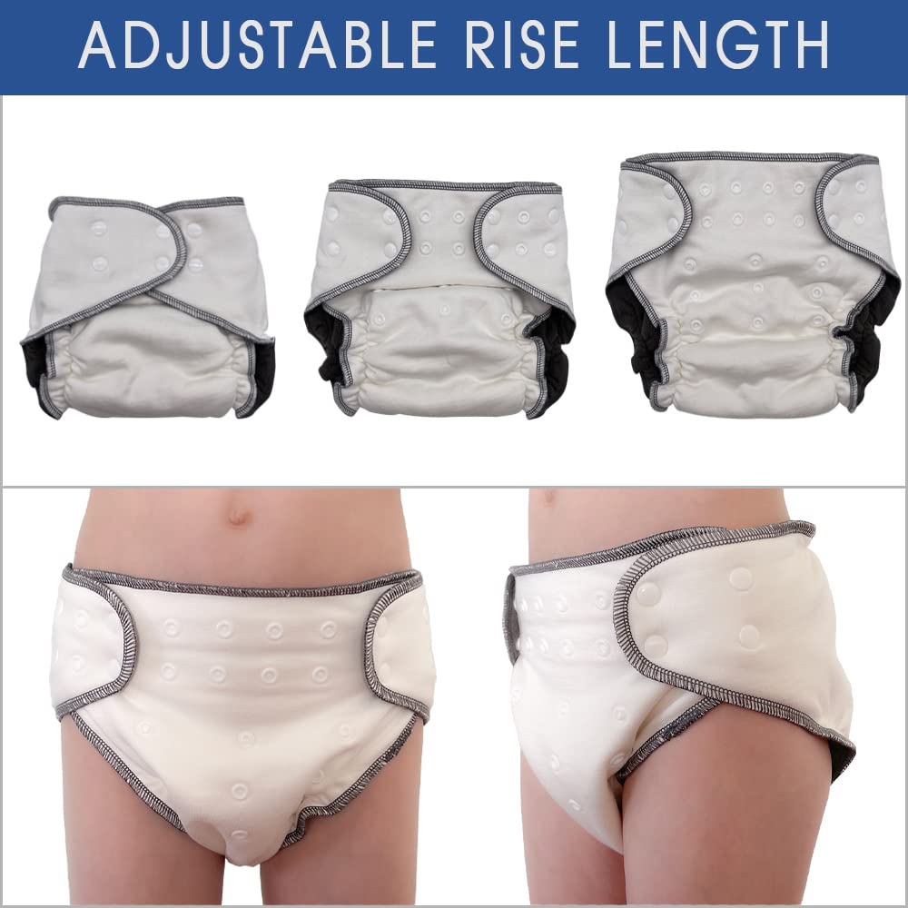 Special Needs Big Kids' Protective Briefs: Nighttime Cloth Diaper Set for Incontinence & Bedwetting, Age 6-16 Years (Olive Green, Junior 2)