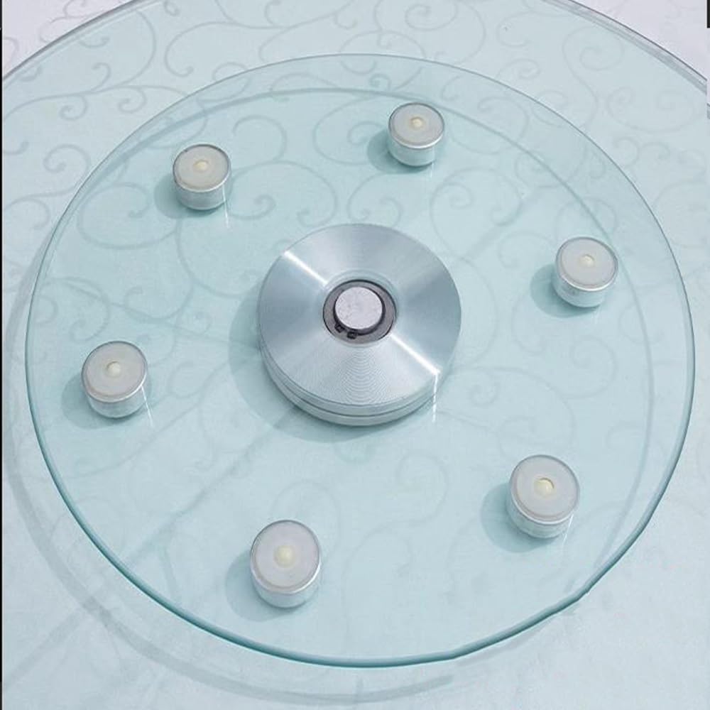 DOUKI 24" Turntable Rotating Serving Tray Glass Lazy Susan For Dining Table Large Round Tabletop Rotating Tray Round Glass Dining Table Top (Size : 24inch(60cm))