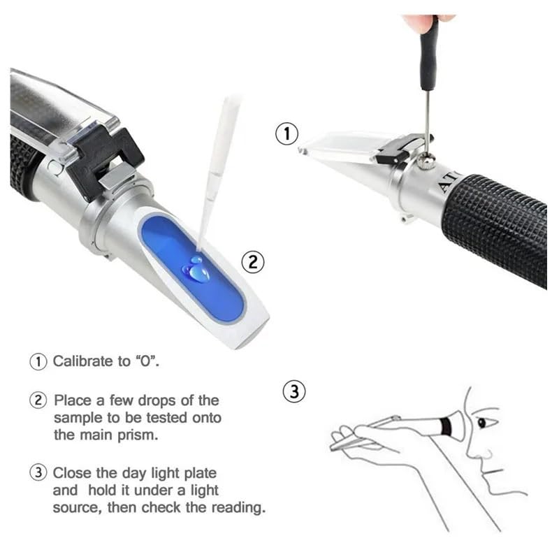 KYKYK Refractometer, Refractometer 0-20% Sugar Brix Milk Measurement Accuracy ATC Professional Digital Milk Purity Analyzer Tester Handheld Too for Fruit, Homebrewing, Juice, Vegetables