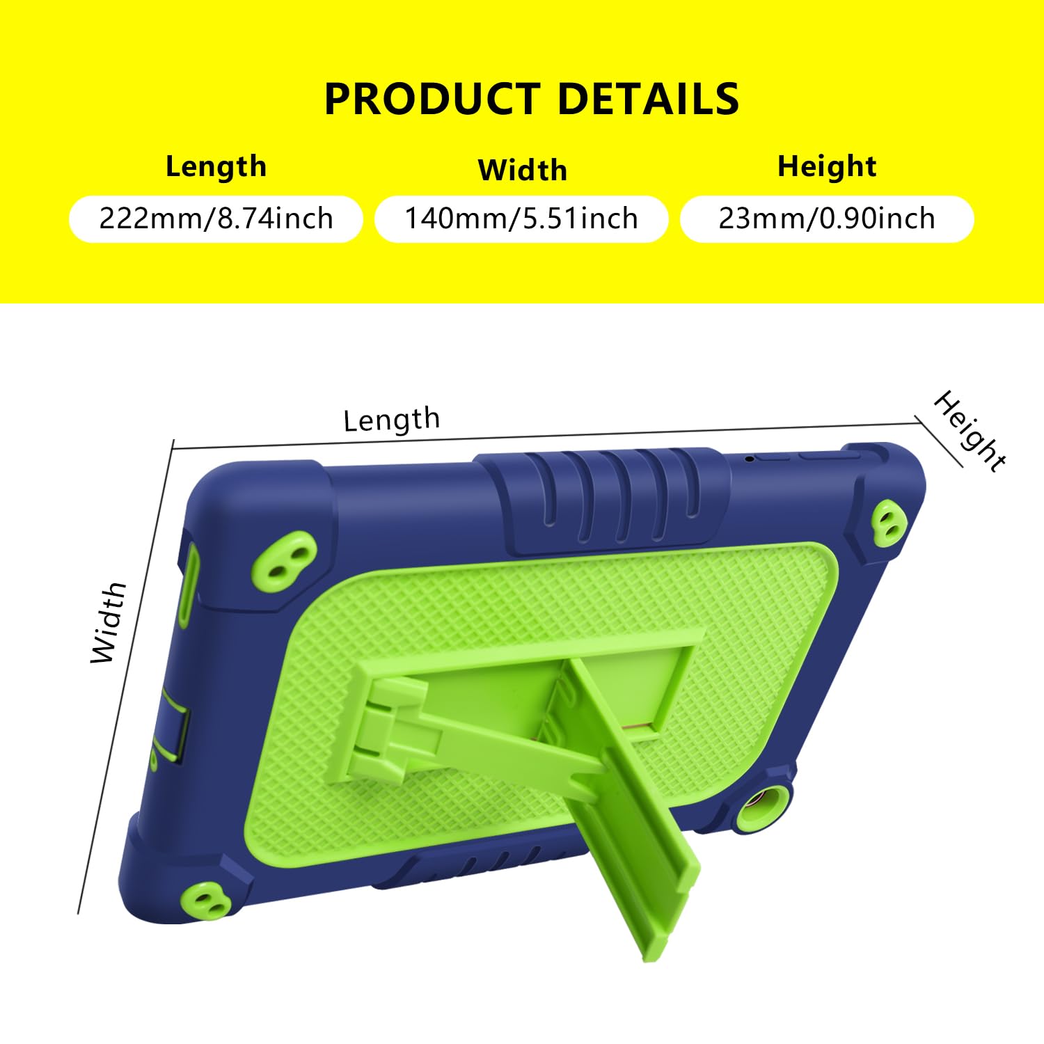 FIEWESEY Case for Walmart Onn 8 Inch Gen 3 2022(Model:100071483) Tablet,Shockproof Kids Friendly Rugged Cover with Shoulder Strap & Stand Case for Walmart Onn 8 Inch Gen 3 2022 Tablet (Navy/Green)