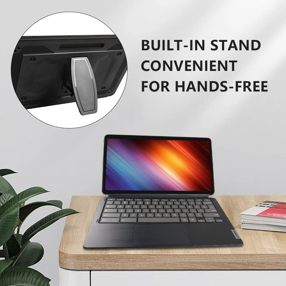 FIEWESEY for Lenovo IdeaPad Duet 5 Chromebook Tablet Case,Shockproof Hybrid Rugged Protective Case (Built-in Stand) for Lenovo IdeaPad Duet 5 Chromebook 13.3 Inch 2-in-1 Tablet (Black)