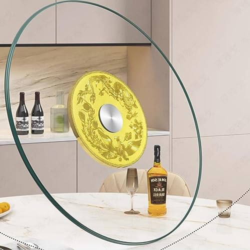 DOUKI 30In Glass Lazy Susan Turntable For Dining Table, Rotatable Service Tray Rotating Serving Plate, Transparent Round Turntable Sharing Food (Color : Gold, Size : 24inch(60cm))