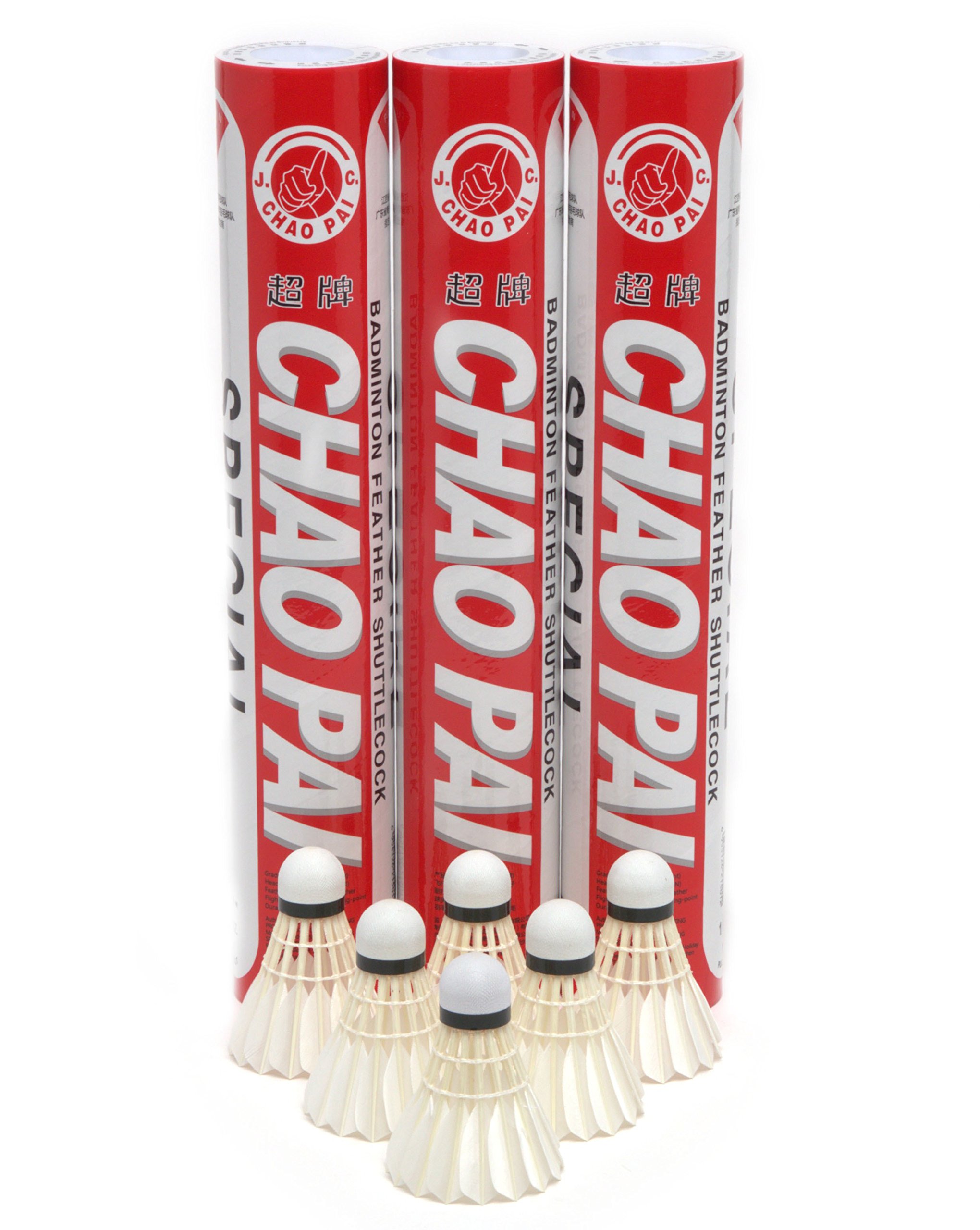 CHAOPAI Red 77 Goose Feather Badminton Shuttlecocks 2 doz