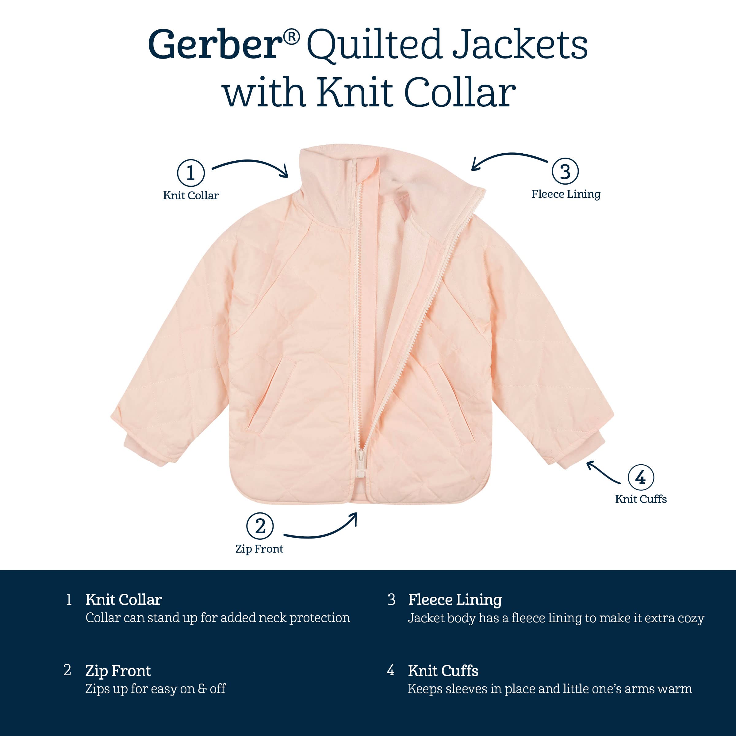 GerberBaby GirlsToddler Hooded Quilted JacketPink18 Months