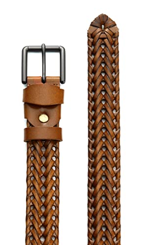 CHAOREN Reversible Belt for Men - Mens Belt Leather 1 3/8" Cognac for Formal Pants - Adjustable Belt Trim to Fit