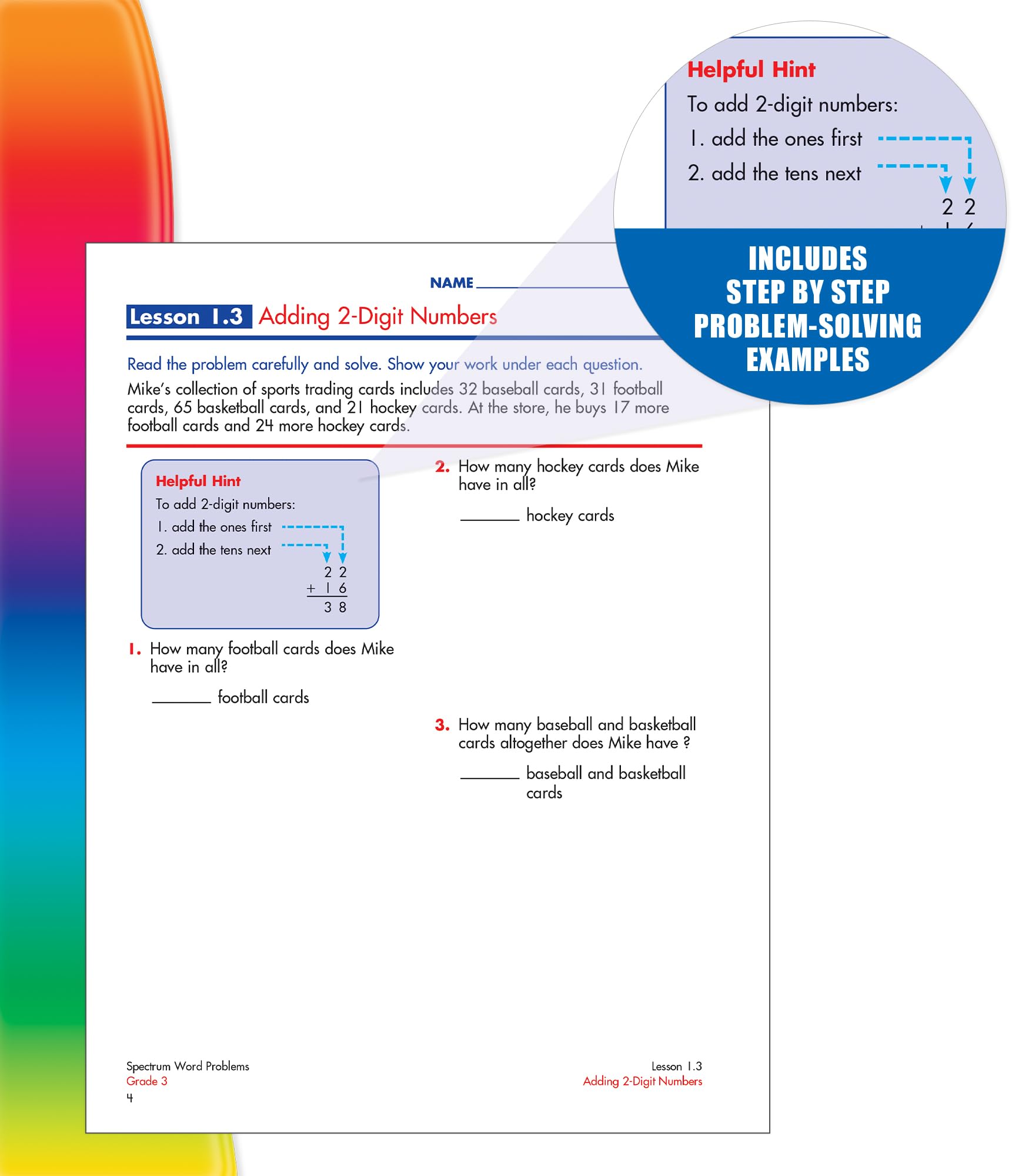 Spectrum Math Word Problems Grade 3 Workbook, Ages 8 to 9, 3rd Grade Math Word Problems, Fractions, Algebra Prep, Geometry, Multi-Step Word Problems, Money, and Time - 128 Pages