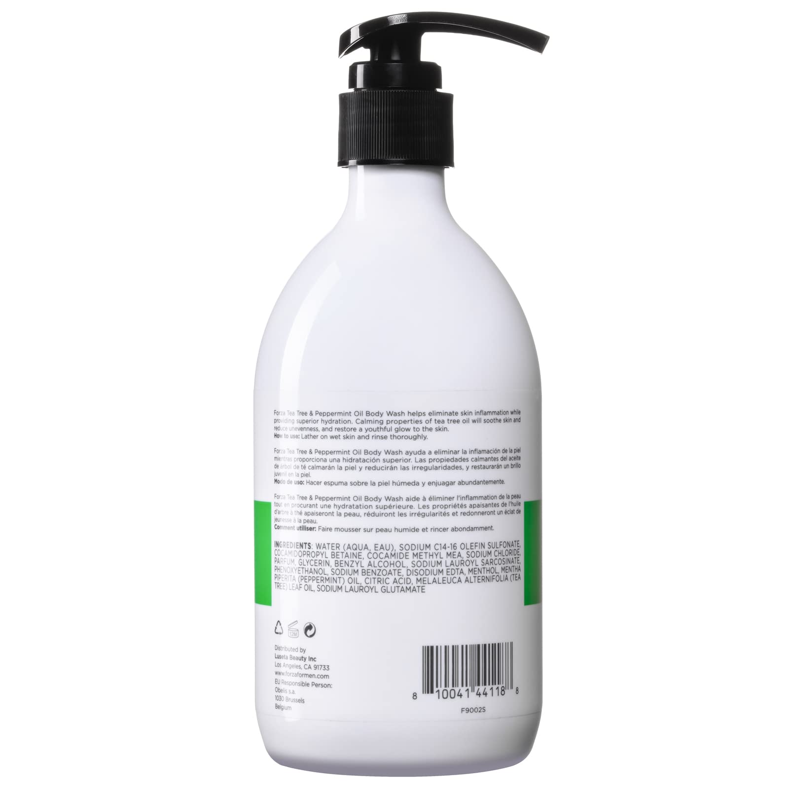 Forza 2 in 1 Shampoo and Conditioner for Men with Tea Tree & Peppermint Oil, Fresh and Clean for All Style Hair,16.9oz