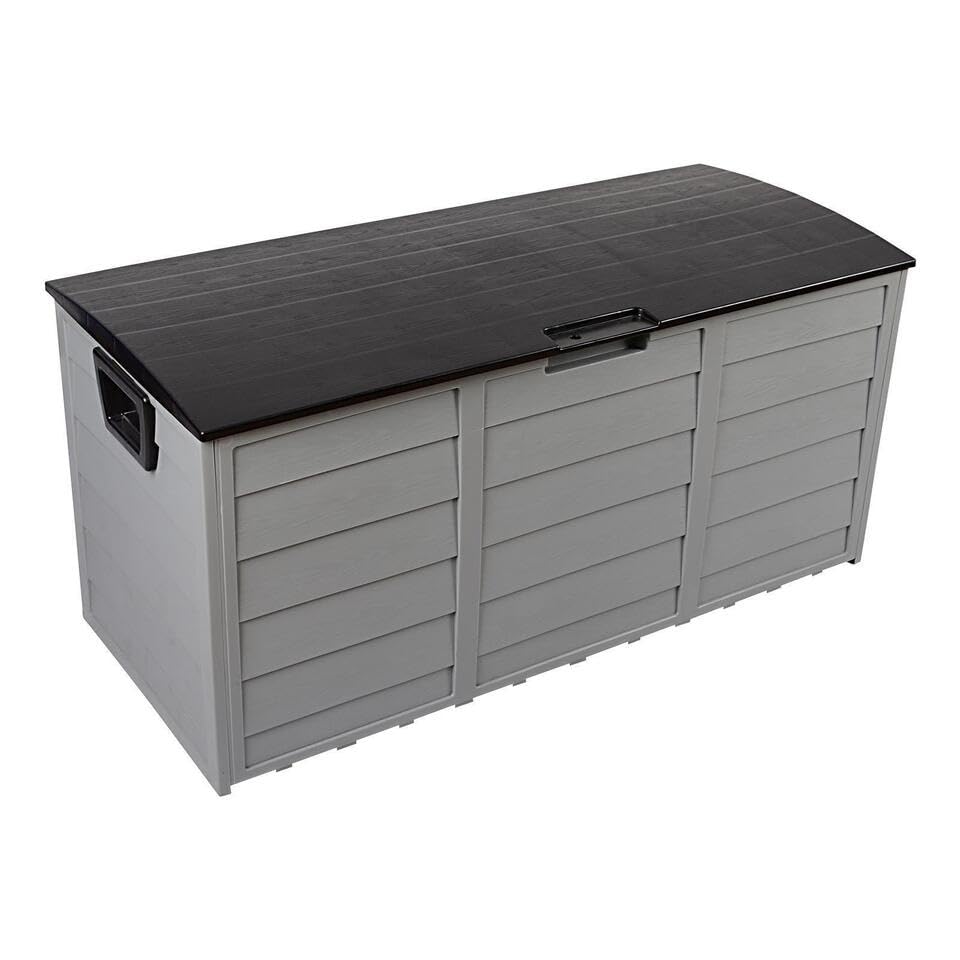 Gerrit All Weather UV Pool Deck Box Storage Shed Bin Backyard Patio Outdoor w/Wheel