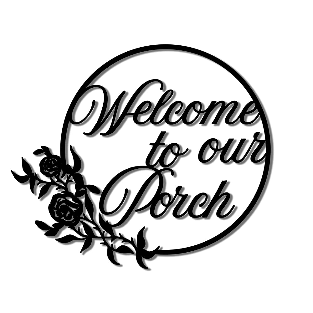 Welcome to Our Porch Wood Sign Housewarming Gift Farmhouse Wood Home Decor Hanging Wooden Decorations Wall Art Sign for Home, Bar,Front Door,Patio,Garden Decor 8x10, 8 x 10 Inch