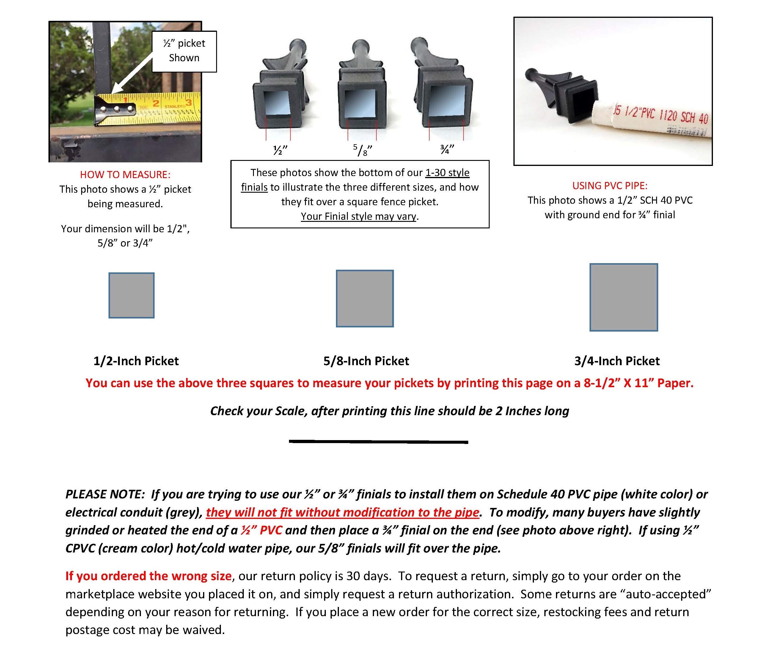 Retrospec Creations 50 Each for 1/2" Black Plastic Finial Tops for Iron Picket Fence Triad Spear - #1-50