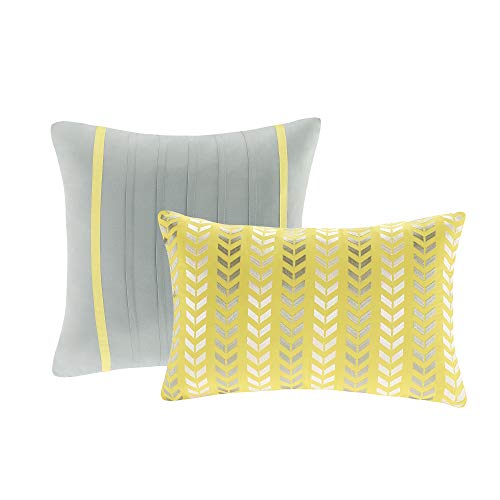 Intelligent Design ID12-234 Nadia Duvet Cover King/Cal King Size - Yellow , Chevron Duvet Cover Set – 5 Piece – Ultra Soft Microfiber Light Weight Bed Comforter Covers