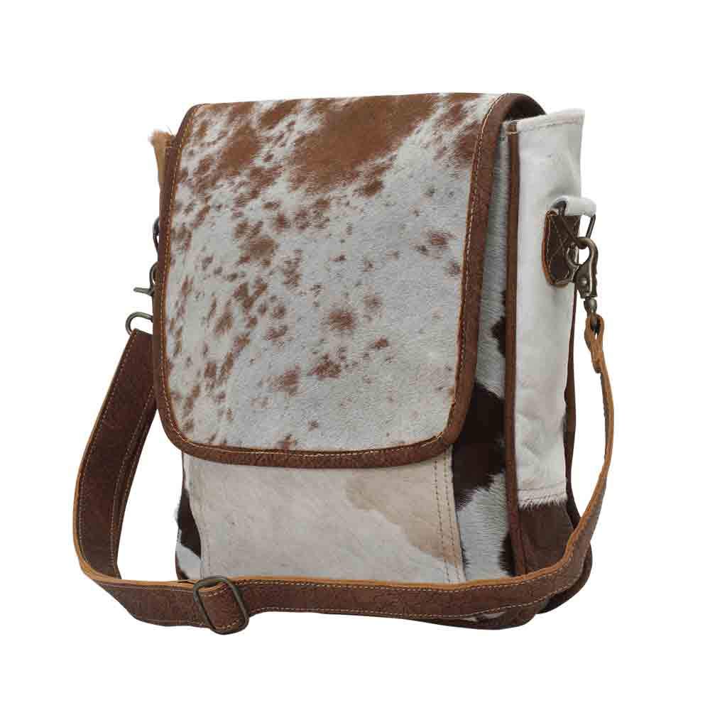 The Sidekick Genuine Hair-On Hide Leather Trim Messenger Bag