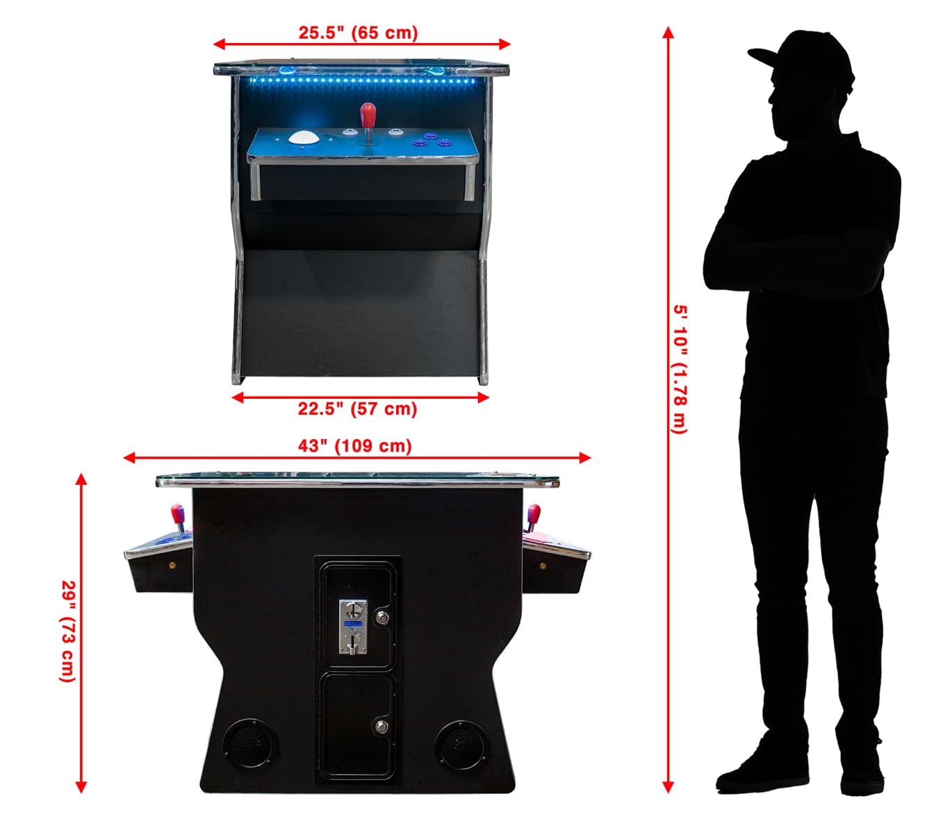 West State Gamerooms Cocktail Arcade Machine – 516 Games in 1 Arcade Game Cabinet – Pre-Assembled 2 Player Retro Video Game Table 26-Inch Screen and 2 Chrome Bar Stools – Commercial Grade