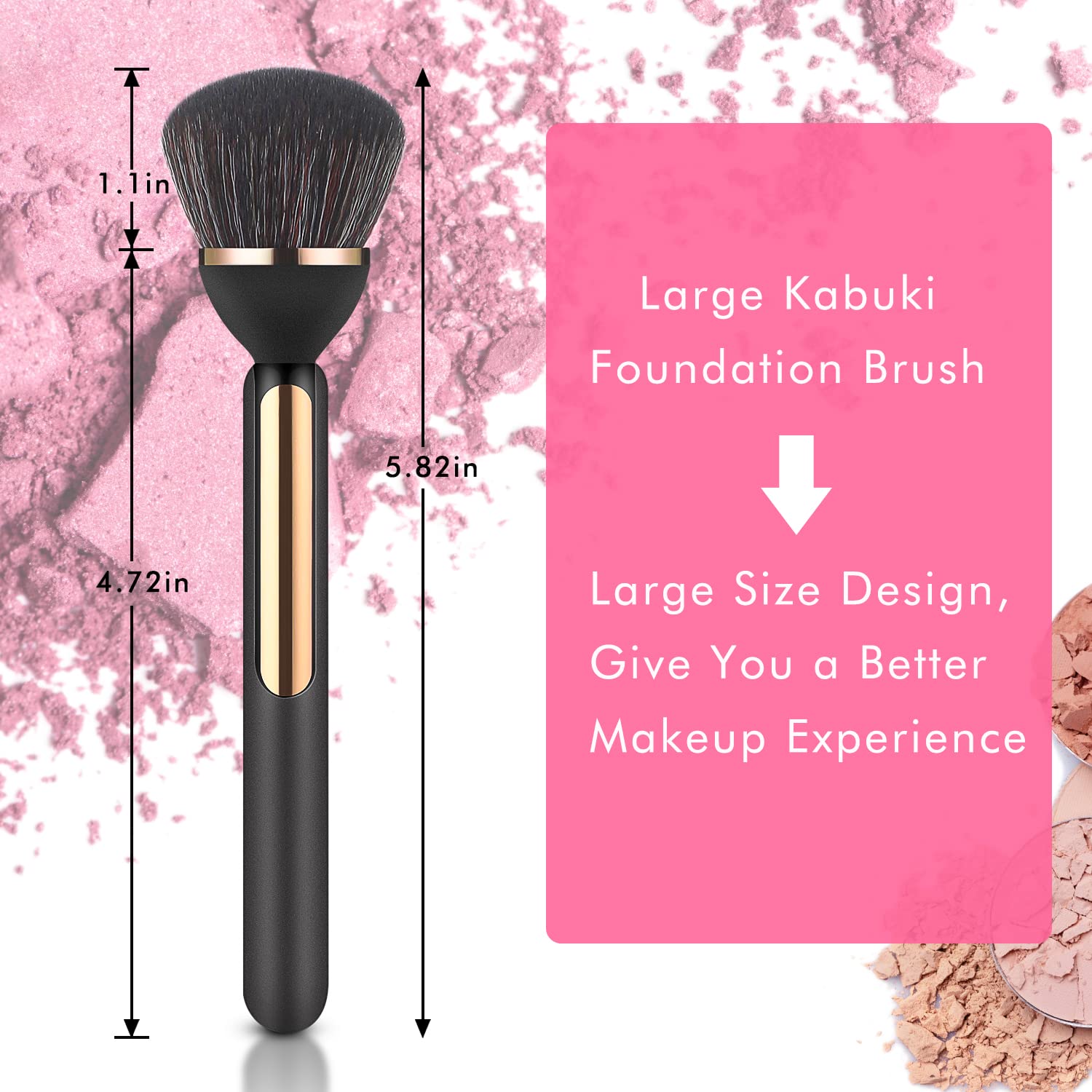 Foundation Brush, Etercycle Premium Kabuki Makeup Brush Perfect for Blush, Liquid, Cream, Powder, Blending, Concealer Blush Cosmetics with Box (Black)