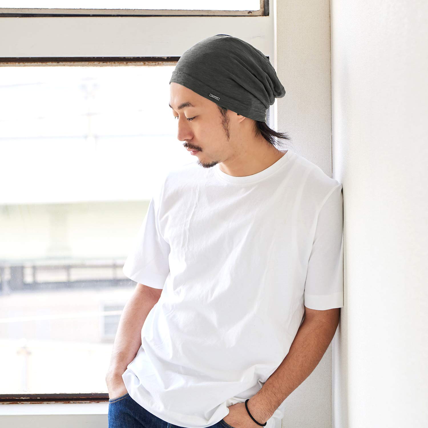 CHARM Summer Beanie for Men & Women - Slouchy Lightweight Chemo Cotton Hipster Fashion Knit Hat Black