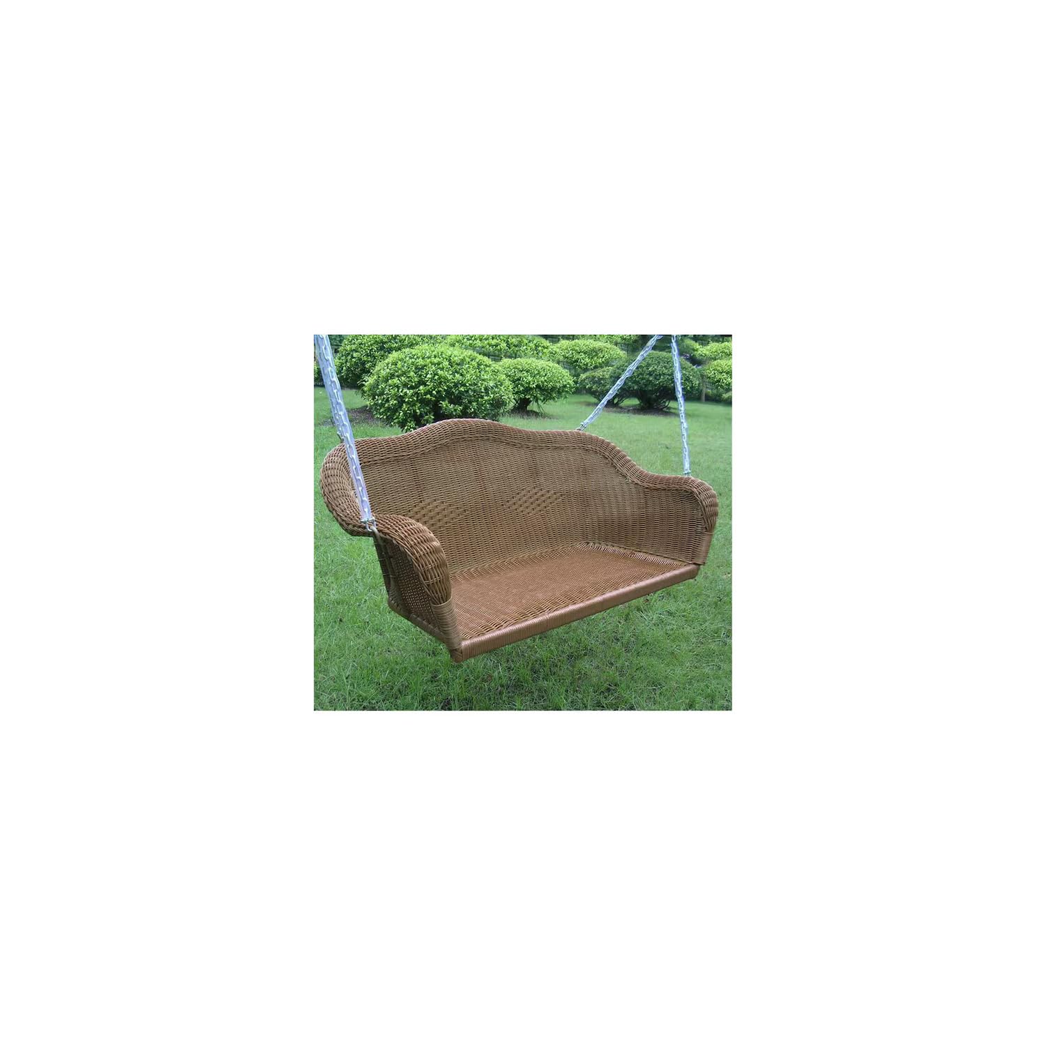 International Caravan Furniture Piece Resin Wicker Hanging Loveseat Swing
