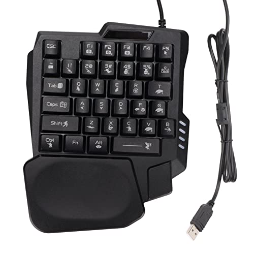 Tgoon 35 Keys Gaming Keyboard, 35 Keys One Handed Gaming Keyboard Black Wide Palm Rest Waterproof Ergonomic Design for Mobile Games for Computer