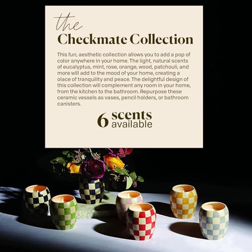 Paddywax Checkmate Artisan Hand-Poured Scented Candle, 11-Ounce, Cotton + Teak