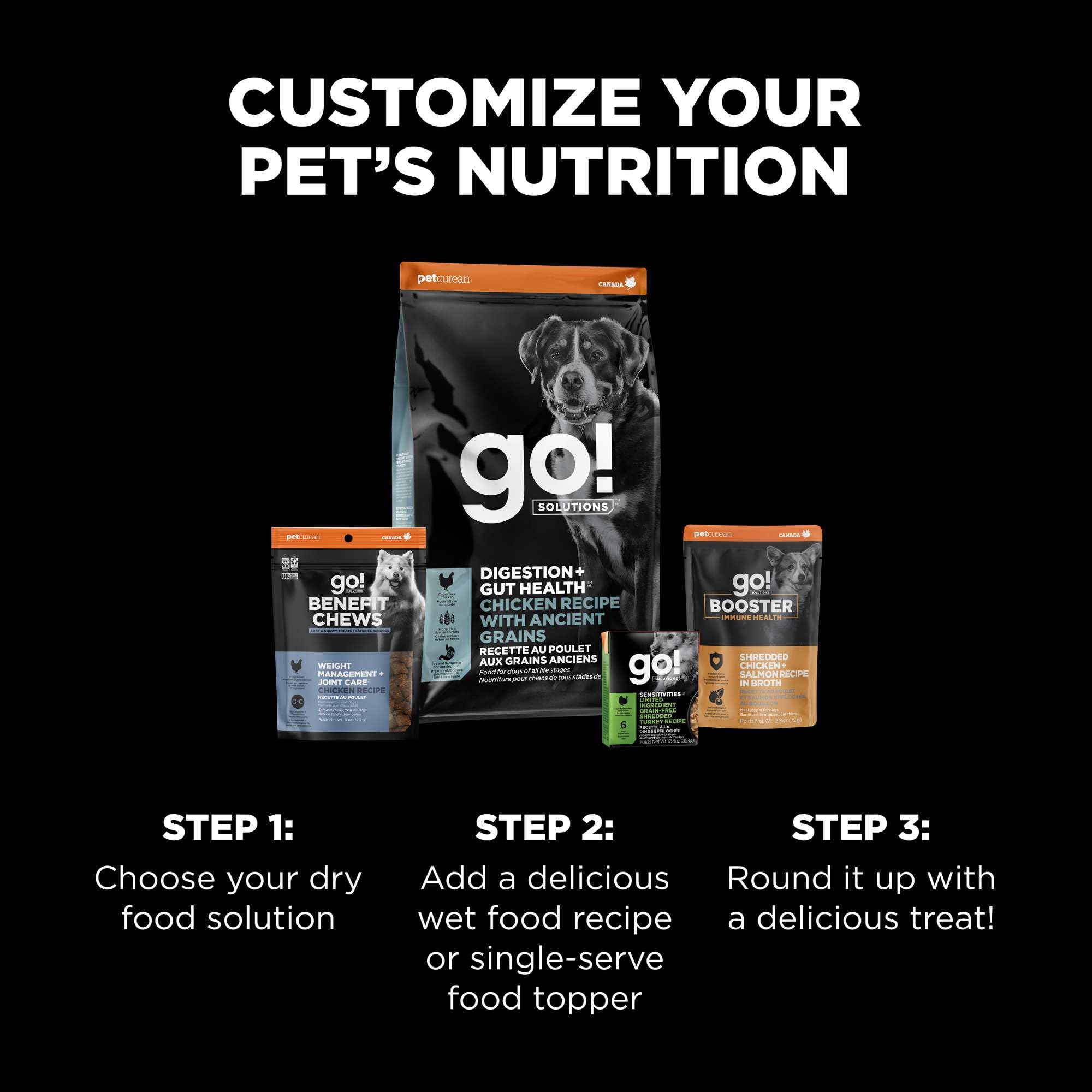 Go! Solutions Digestion + Gut Health, Dry Dog Food, Chicken Recipe with Ancient Grains, 3.5 lb Bag