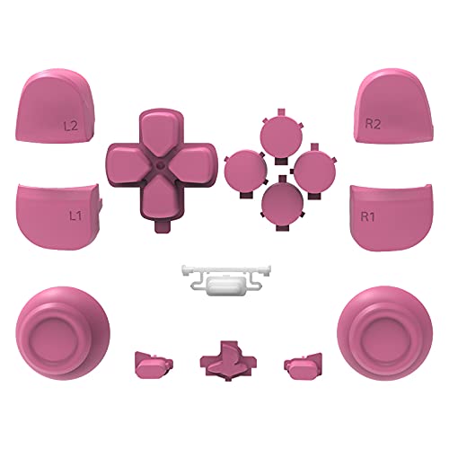 WPS Replacement Clip Shell Thumbsticks Dpad R1 L1 Trigger Full Buttons Set for PS5 Playstation Controller (Pink)