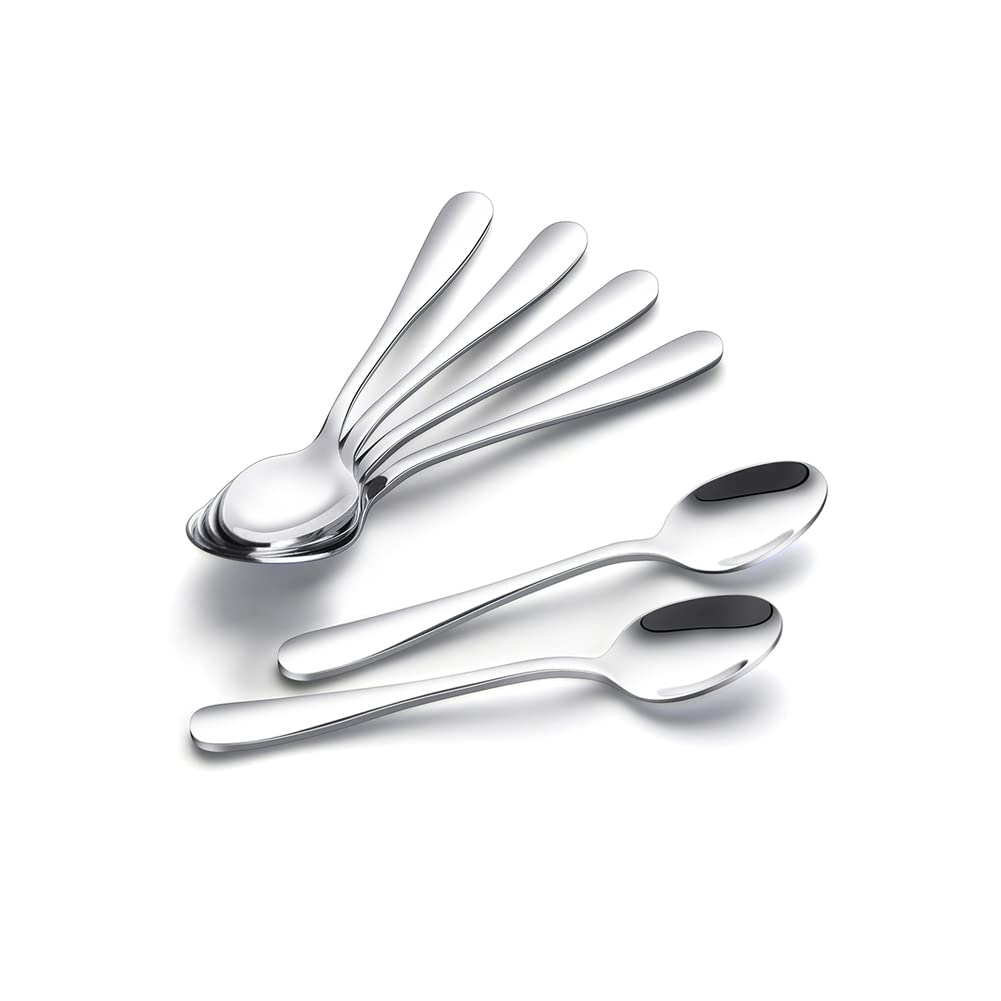 IQCWOOD Coffee Spoons, Mini Espresso Spoons, 6 Pieces Stainless Steel Spoons Silverware Set, Dinner Spoons for Home, Kitchen or Restaurant, Dishwasher Safe 4.7 Inches