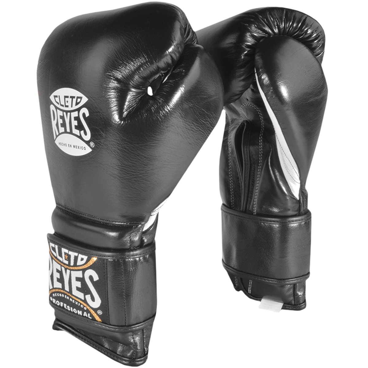 Cleto Reyes Hook and Loop Leather Training Boxing Gloves - 18 oz - Black