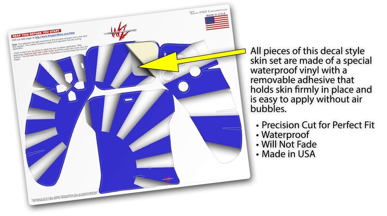 WraptorSkinz Skin Wrap compatible with Sony PS5 DualSense Controller Rising Sun Japanese Flag Blue (CONTROLLER NOT INCLUDED)