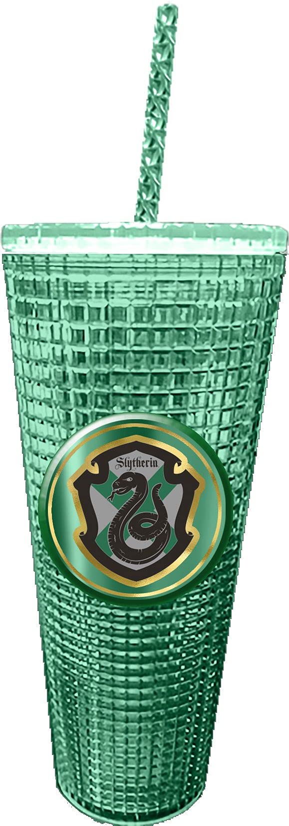 Spoontiques - Slytherin Diamond Cup with Straw - Acrylic 20 Oz. Tumbler Drinkware with Lid