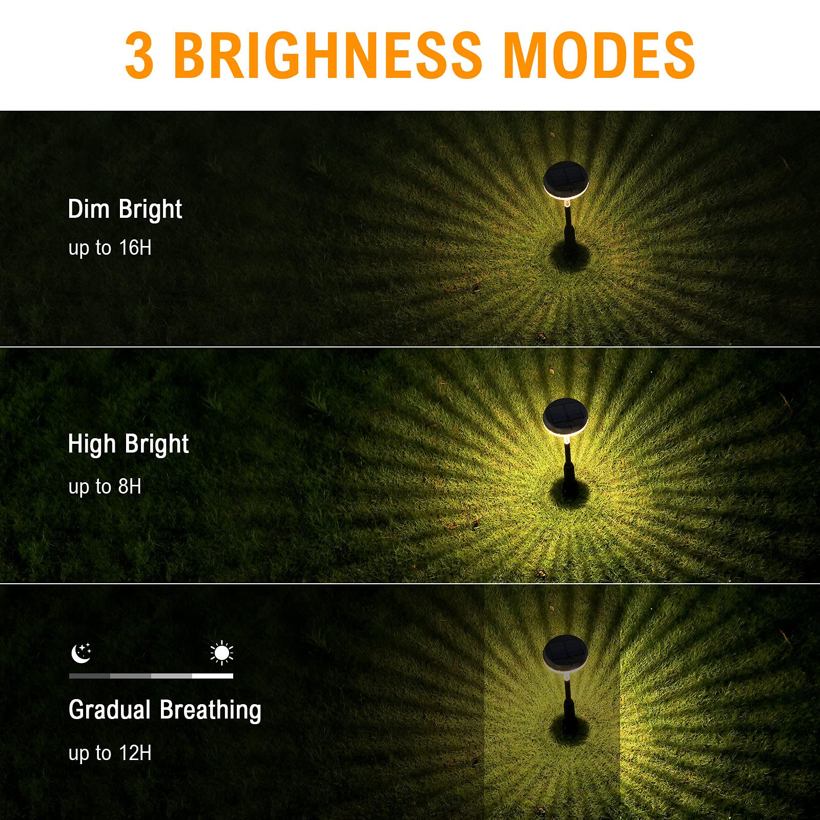 Whousewe Solar Pathway Lights Outdoor 6Pack, Solar Lights Outdoor Decorative 3 Light Modes Waterproof Bright LED Garden Lights, Auto On/Off Solar Landscape Lights for Pathway Yard Walkway Patio,Black
